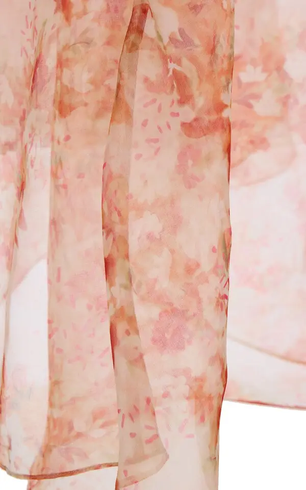 Prabal Gurung Floral Print Silk Organza Hand-draped Sari Skirt