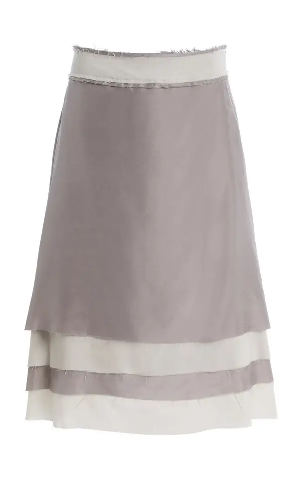 MEL USINE Fougere Silk Tiered Peasant Skirt