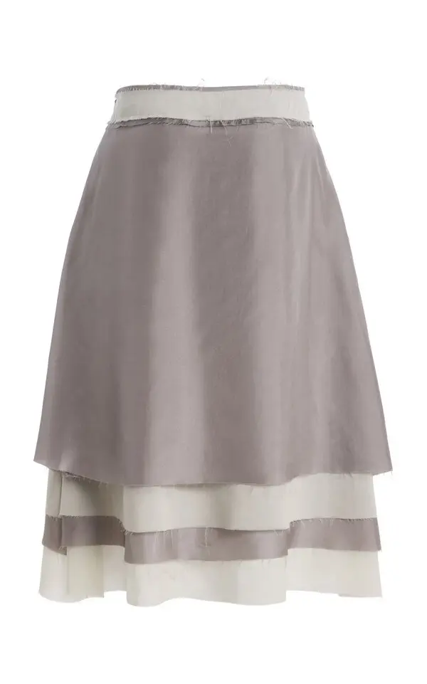 MEL USINE Fougere Silk Tiered Peasant Skirt