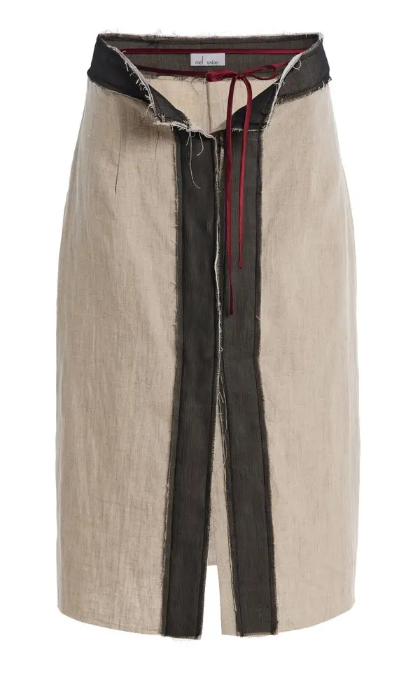 MEL USINE Victoire Linen Deconstructed Cincher Pencil Skirt