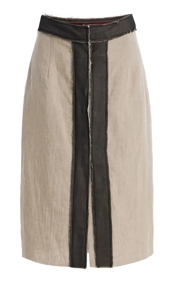 MEL USINE Victoire Linen Deconstructed Cincher Pencil Skirt