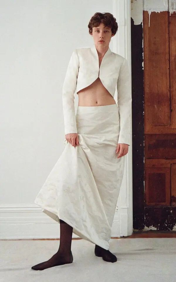 MEL USINE Nadege Falling Rose Jacquard Field Skirt