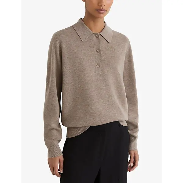 REISS Brooke Polo-collar Wool Jumper - Neutral