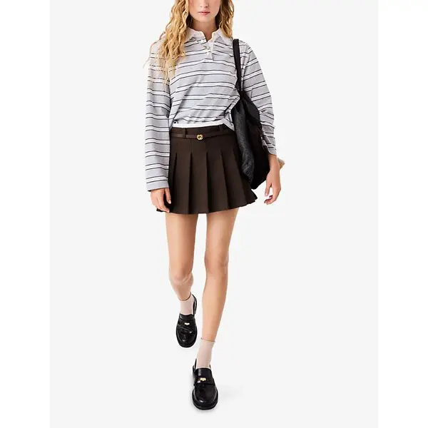 Maje Pleated Rhinestone-embellished Stretch-woven Skort