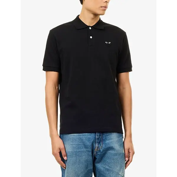 Play Comme Des Garcon Small Logo Cotton Polo Shirt