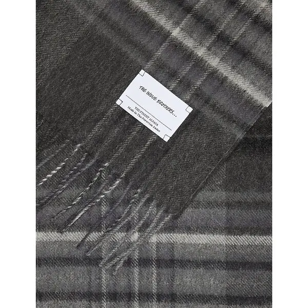 THE INOUE BROTHERS Check Brushed Alpaca Scarf - Black Check