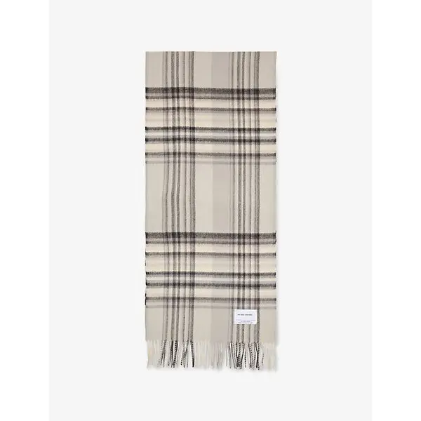THE INOUE BROTHERS Check Brushed Alpaca Scarf - Grey Check