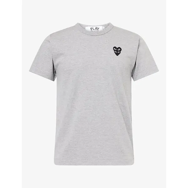 Play Comme Des Garcon Small Double Heart Cotton-jersey T-shirt - Grey