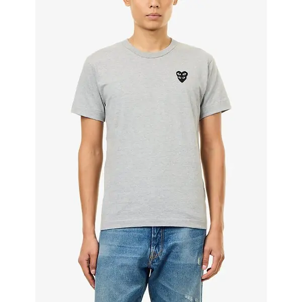 Play Comme Des Garcon Small Double Heart Cotton-jersey T-shirt