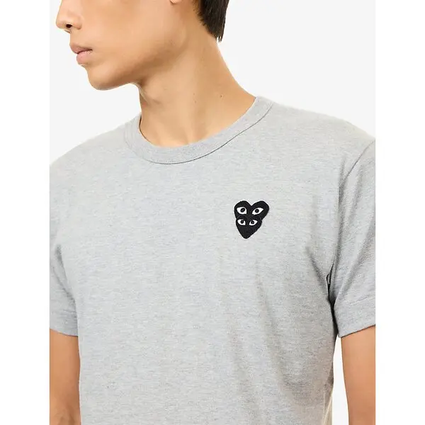 Play Comme Des Garcon Small Double Heart Cotton-jersey T-shirt