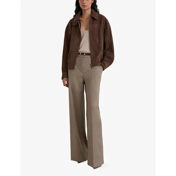REISS Adie Wide-leg Mid-rise Wool-blend Trousers