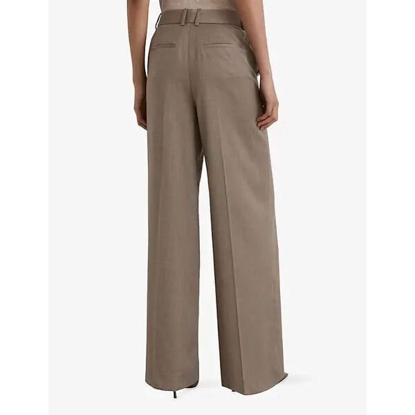 REISS Adie Wide-leg Mid-rise Wool-blend Trousers