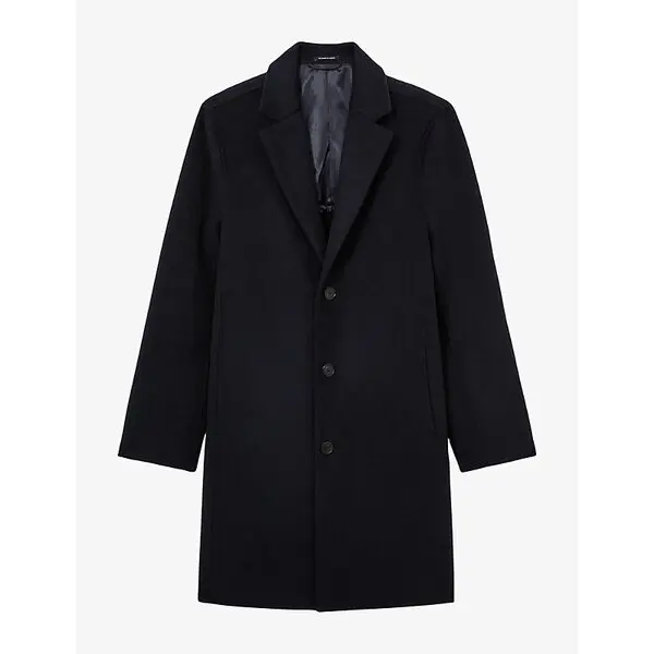 REISS Knight Single-breasted Wool-blend Coat - Navy