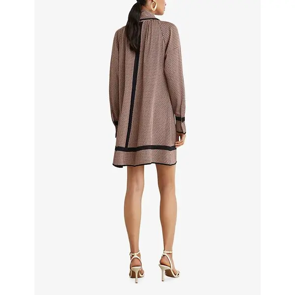 REISS Alwen Geometric-print Woven Mini Dress