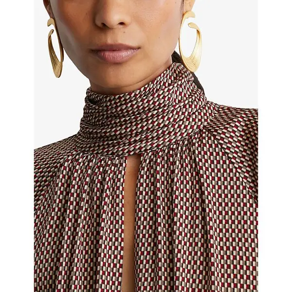REISS Alwen Geometric-print Woven Mini Dress
