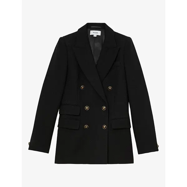 REISS Lauryn Peak-lapel Wool-blend Twill Blazer