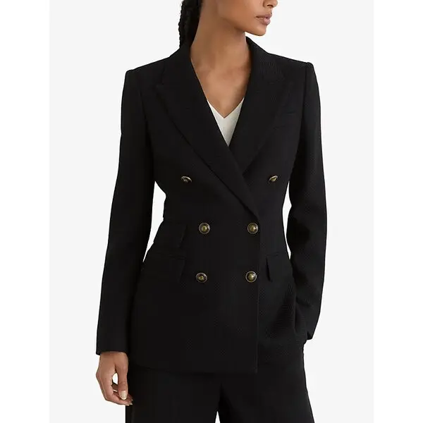 REISS Lauryn Peak-lapel Wool-blend Twill Blazer