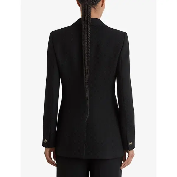 REISS Lauryn Peak-lapel Wool-blend Twill Blazer