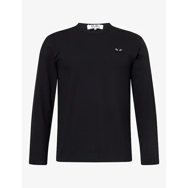 Play Comme Des Garcon Small Heart Long-sleeve Cotton-jersey T-shirt - Black