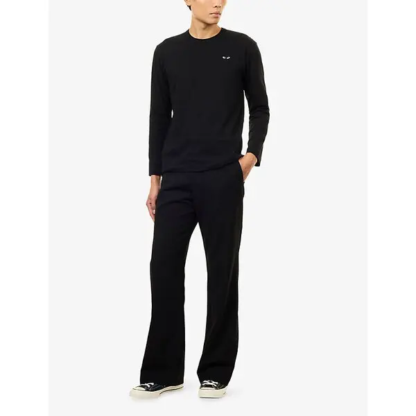 Play Comme Des Garcon Small Heart Long-sleeve Cotton-jersey T-shirt - Black