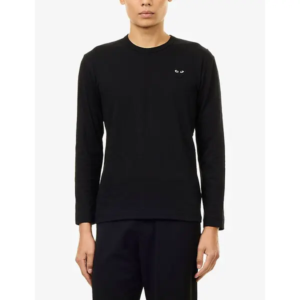 Play Comme Des Garcon Small Heart Long-sleeve Cotton-jersey T-shirt - Black