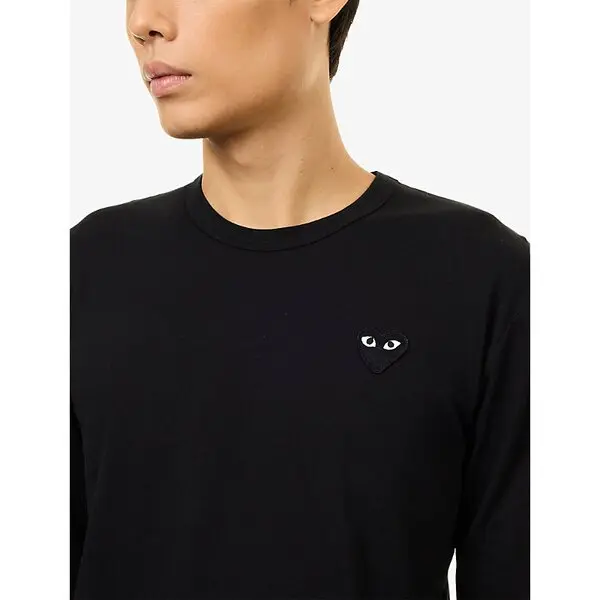 Play Comme Des Garcon Small Heart Long-sleeve Cotton-jersey T-shirt - Black