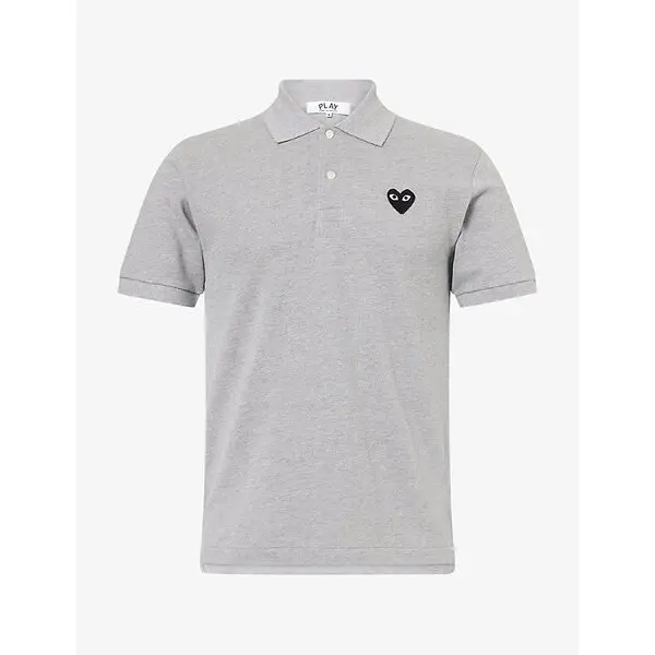 Play Comme Des Garcon Small Logo Cotton Polo Shirt - Grey