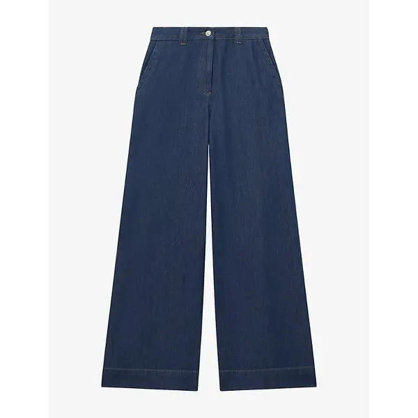 REISS Olivia Wide-leg High-rise Denim-blend Jeans