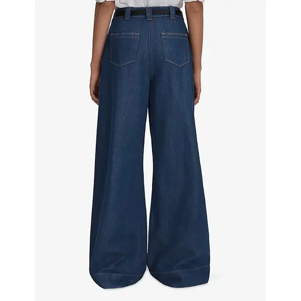 REISS Olivia Wide-leg High-rise Denim-blend Jeans
