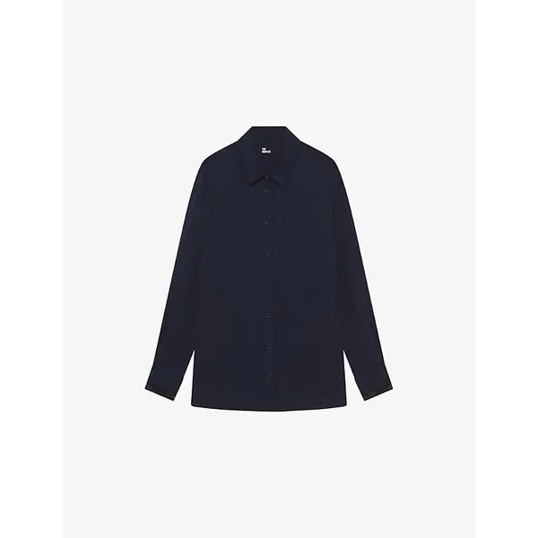 The Kooples Collared Long-sleeve Stretch-silk Shirt