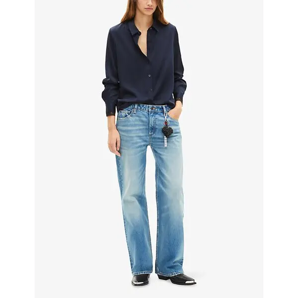 The Kooples Collared Long-sleeve Stretch-silk Shirt