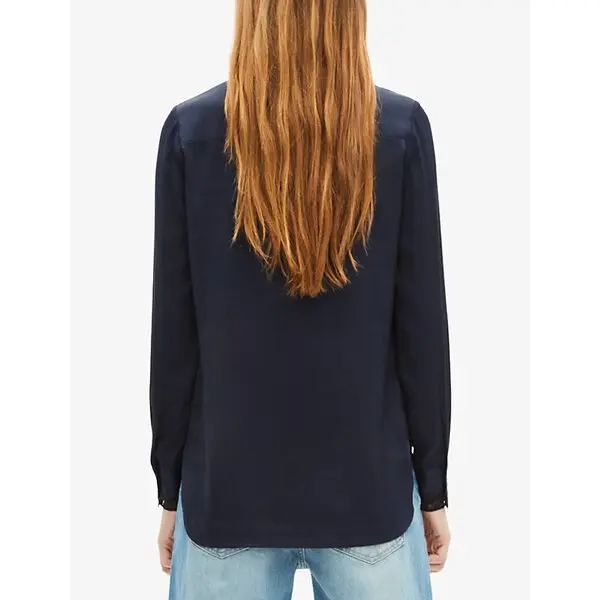 The Kooples Collared Long-sleeve Stretch-silk Shirt