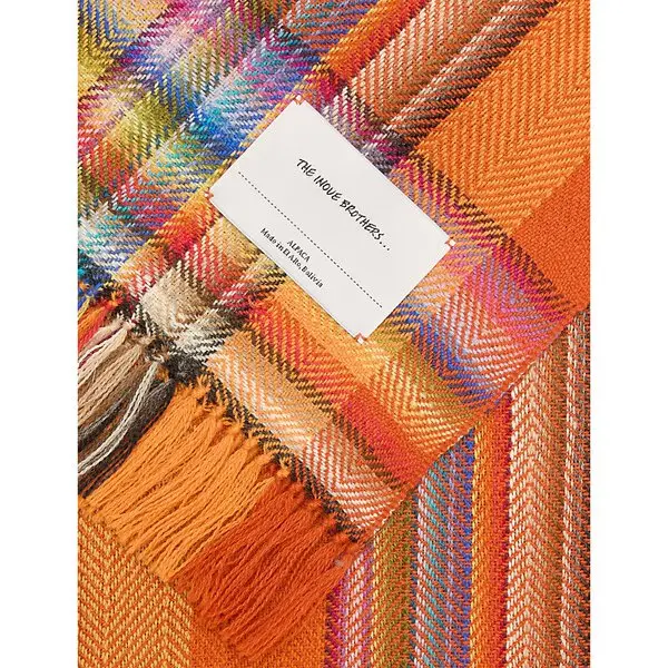 THE INOUE BROTHERS Multi Check Alpaca Scarf - Orange