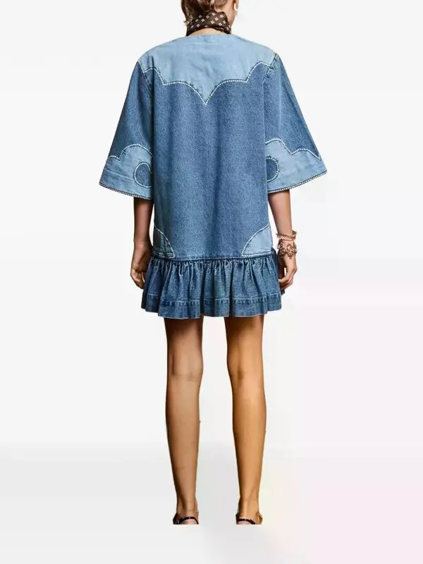 ALEMAIS Jesse Ruffled Patchwork Mini Dress