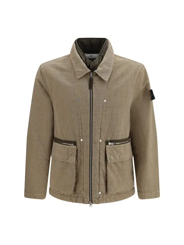 Stone Island Padded Cotton And Wool-blend Jacket - Brown