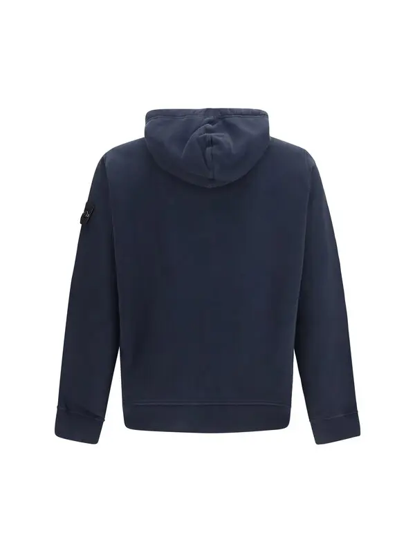 Stone Island Cotton Hoodie With Zip And Compass Logo