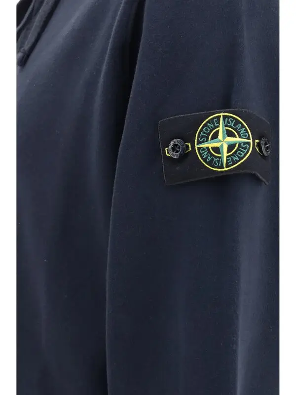 Stone Island Cotton Hoodie With Zip And Compass Logo