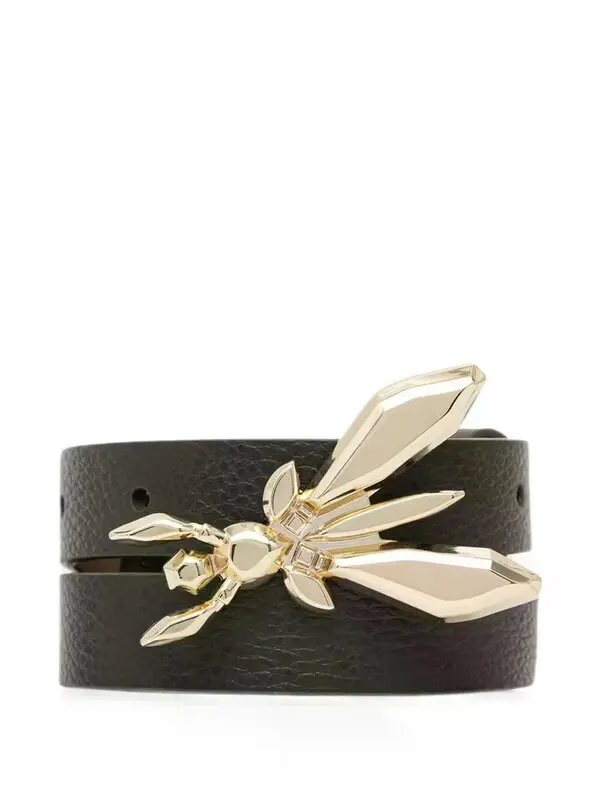 Patrizia Pepe Fly-buclke Pebbled-leather Belt - Black