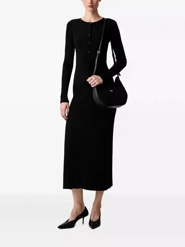 WRSTBHVR Nora Ribbed-knit Henley-neck Midi Dress