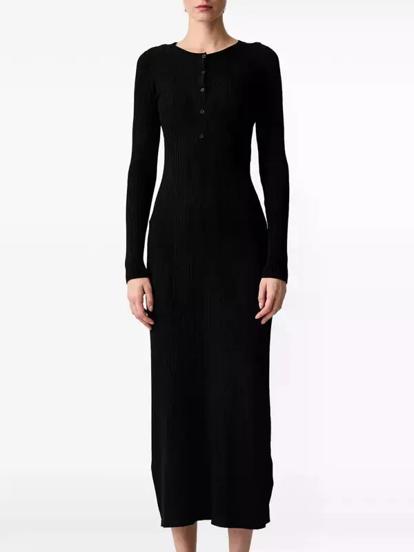 WRSTBHVR Nora Ribbed-knit Henley-neck Midi Dress