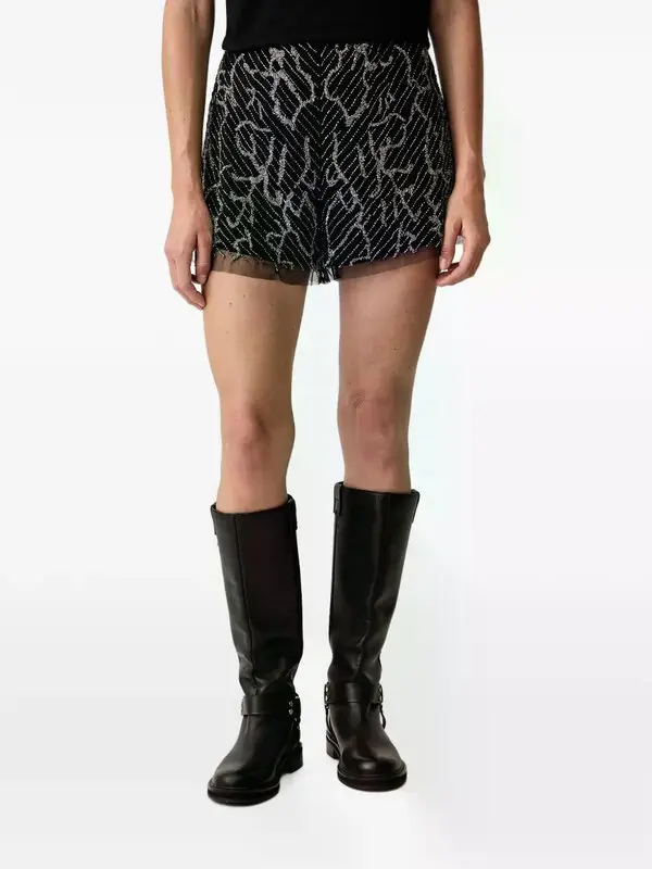 ALLSAINTS Bead-embellished Tulle-trim Shorts