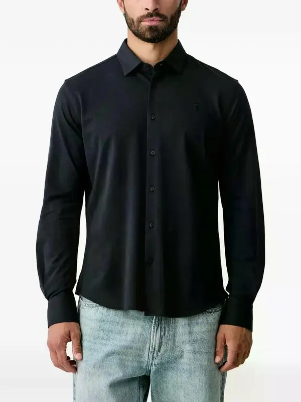 TRUSSARDI Logo-embroidered Piqué Shirt - Blue