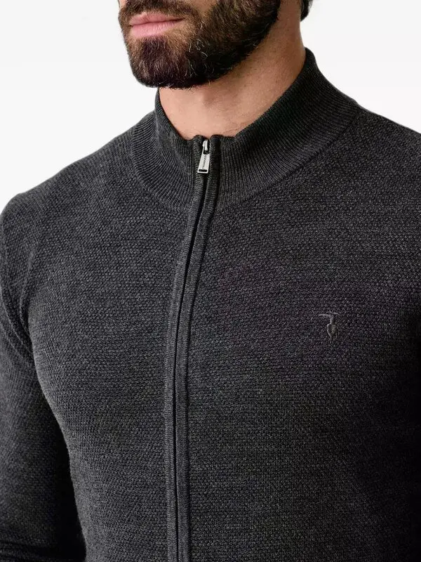 TRUSSARDI Zip-up Ribbed-trim Cardigan