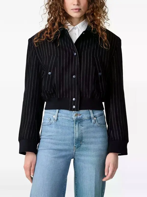WRSTBHVR Nadeen Pinstripe Cropped Jacket - Blue