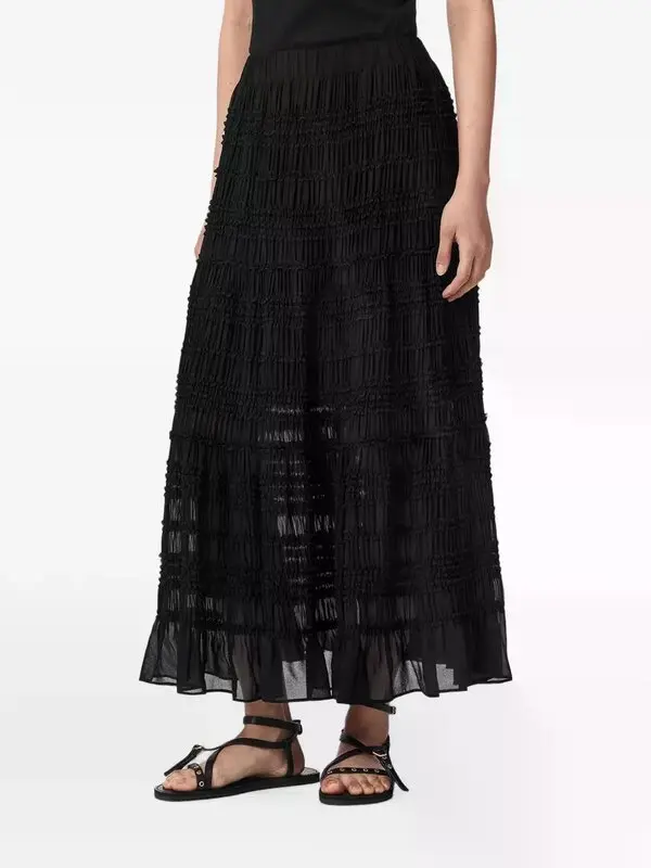 ALLSAINTS Lotus Smocked Ruffled Midi Skirt