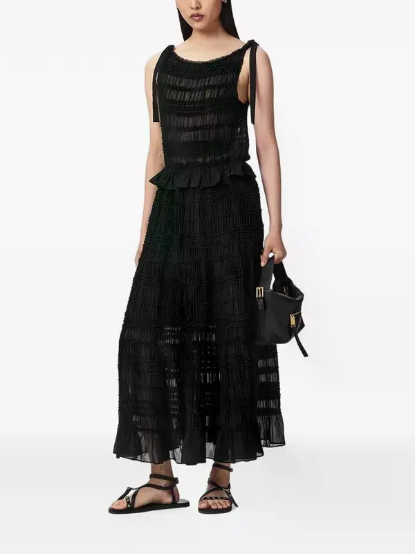 ALLSAINTS Lotus Smocked Ruffled Midi Skirt