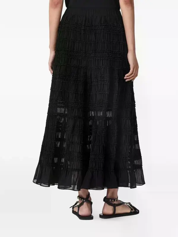 ALLSAINTS Lotus Smocked Ruffled Midi Skirt