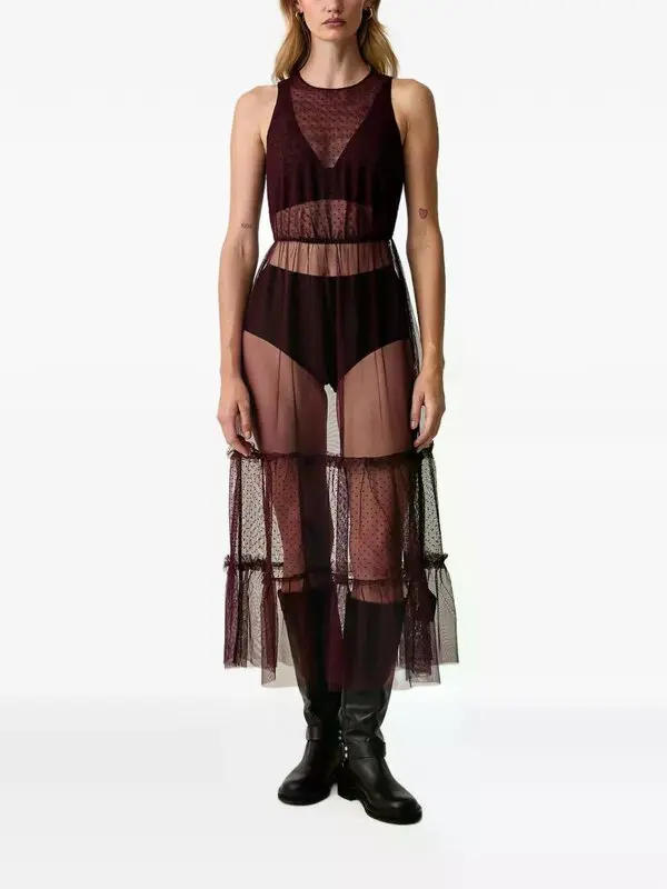 ALLSAINTS Ruffled Midi Dress - Red