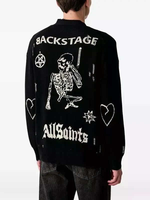 ALLSAINTS Staged Intarsia-knit Cardigan