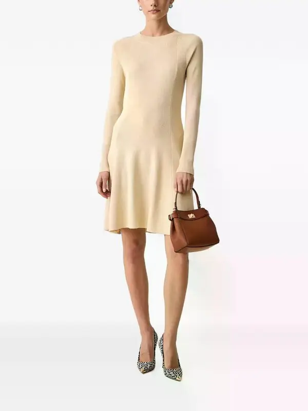 Armani Exchange Ribbed Long-sleeves Mini Dress - Neutrals